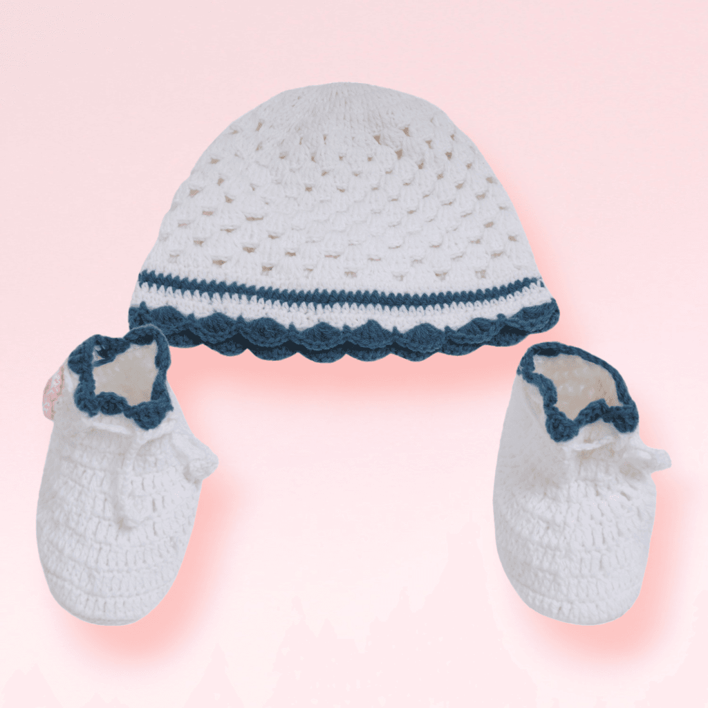 White Cap & Shoe Set - Little Croche Creation