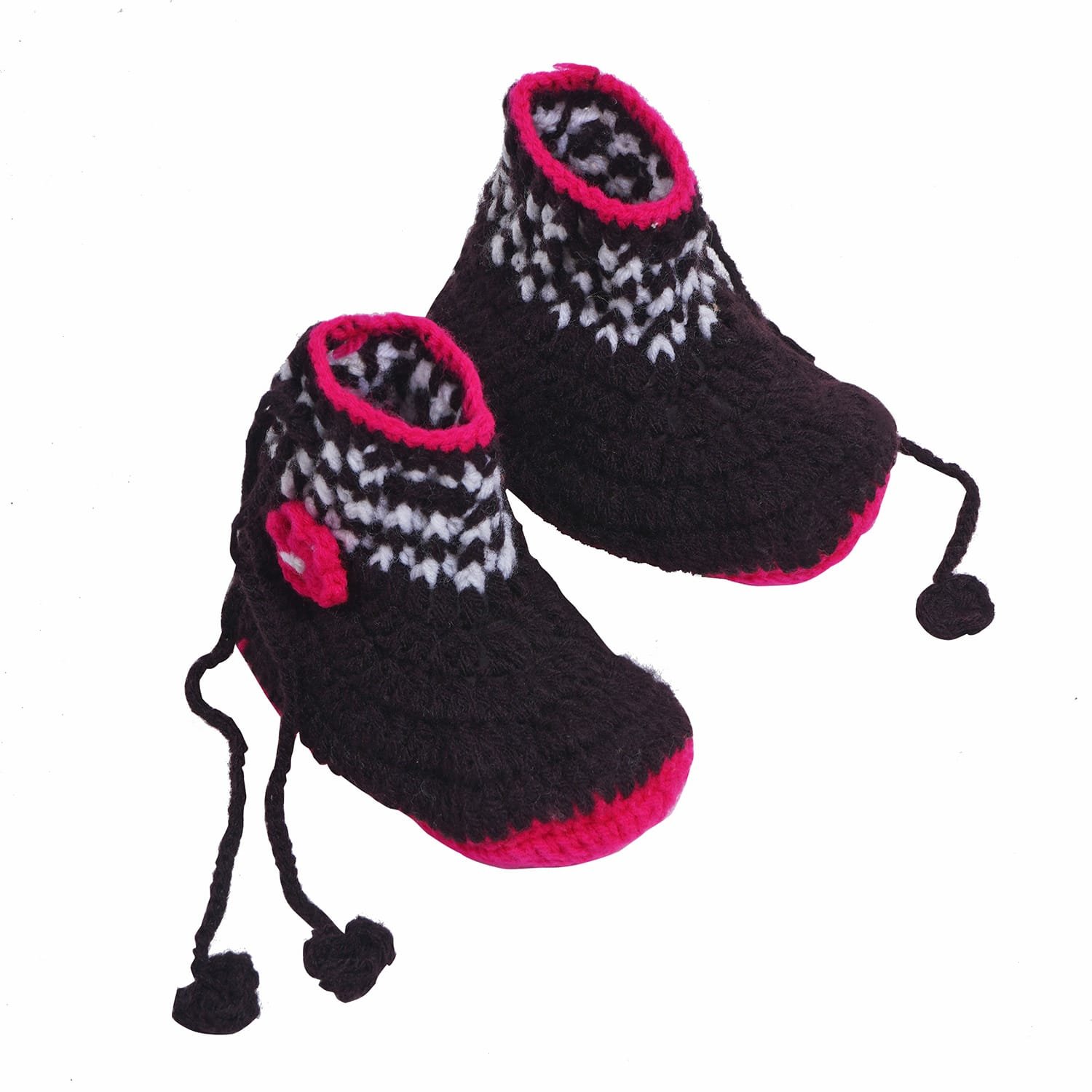 Dark Blue and Baby Pink Baby Shoes - Set of 3 - Little Croche Creation